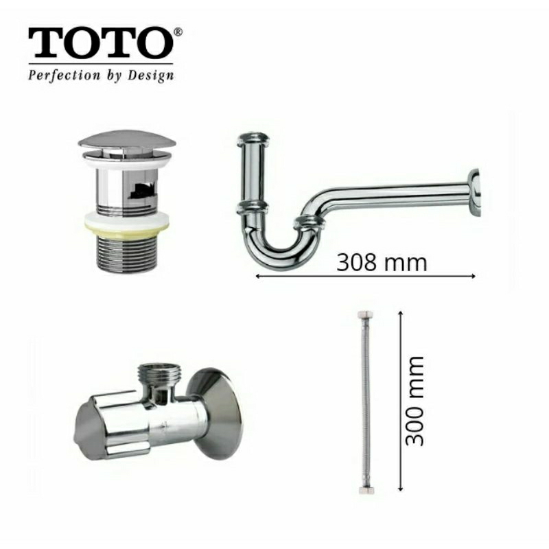 Jual Paket Fitting Wastafel TOTO Tanpa Kran Dingin (T6JV6 + THX1A-5N + TX277SV1 + Flexible TOTO ...