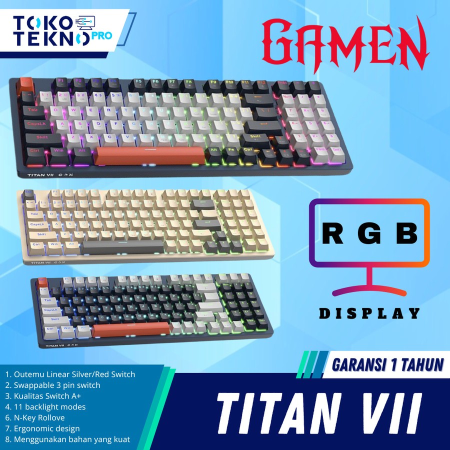 Jual Gamen Titan 7 / VII Keyboard Gaming Mechanical Linear Switch 94 Keys RGB Light | Shopee ...