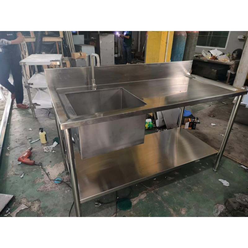 Jual Meja sink wastafel stainless 304/ wastafel stainless uk 120x60x85 ...