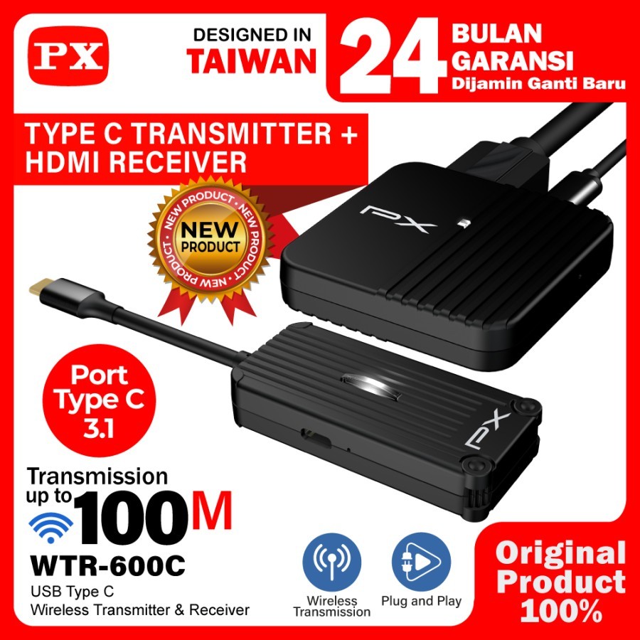 Jual PX USB Type C 3.1 to HDMI Wireless Video Transmitter Receiver 100 ...