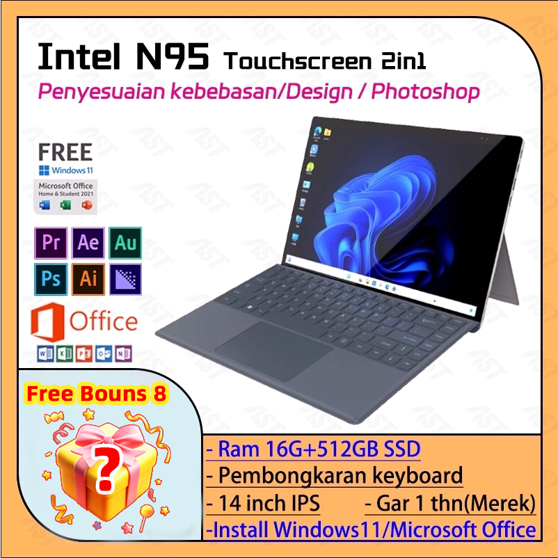 Jual AST laptop 2-in-1 touchscreen14 inch Intel N95 baru Ram16G+512GB ...