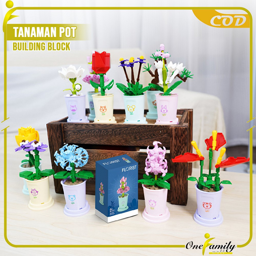 Jual ONE-M344 Mainan Edukasi DIY Florist Tanaman Pot Building Block ...