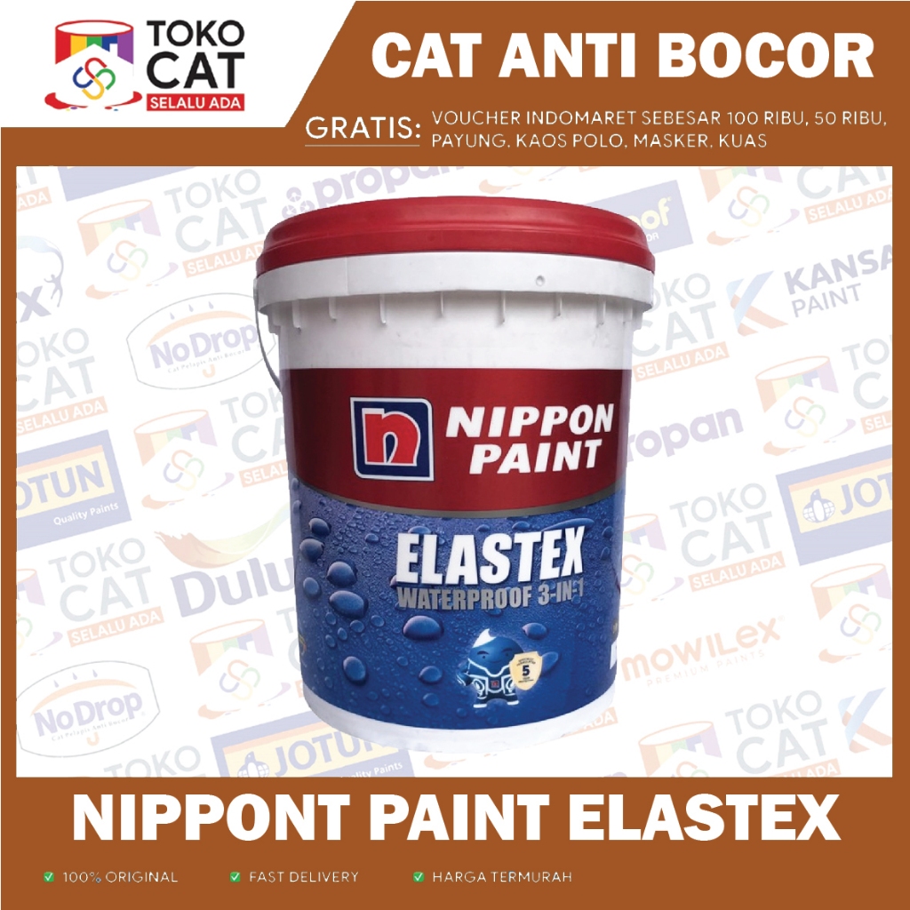 Jual CAT ANTI BOCOR | NIPPON ELASTEX UKURAN 20 KG | KEMASAN PAIL ...