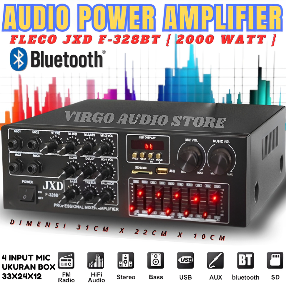 Jual Amplifier F-328bt Bluetooth Eq Audio Home Theater Karaoke Fm Radio ...