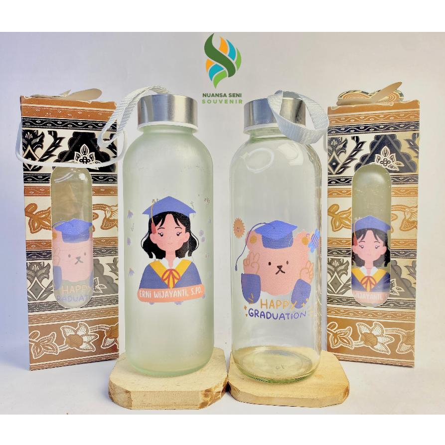 Jual Souvenir Botol Minum Kaca Bening Tumbler Beling Doff Termos Kaca ...