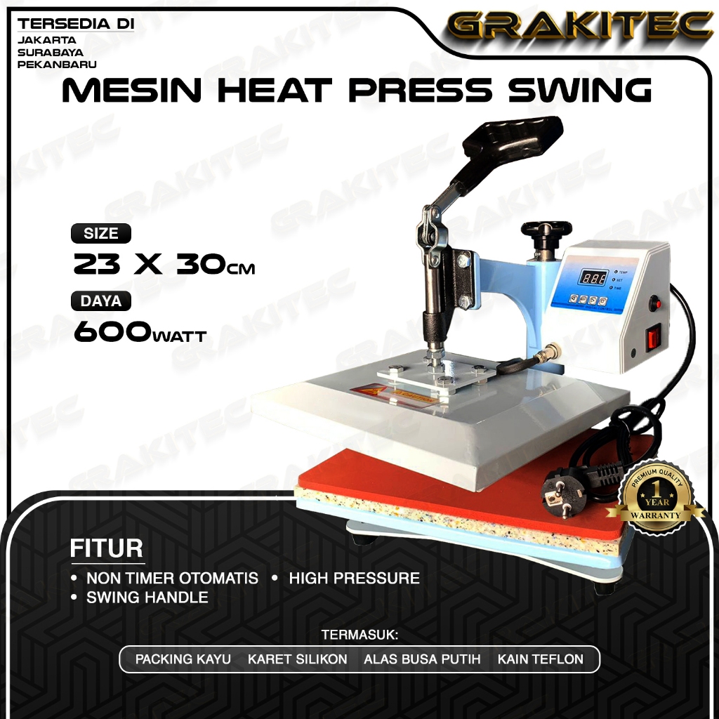 Jual Mesin Press Sablon Kaos Swing 23x30 600 Watt Sablon Kaos Digital ...