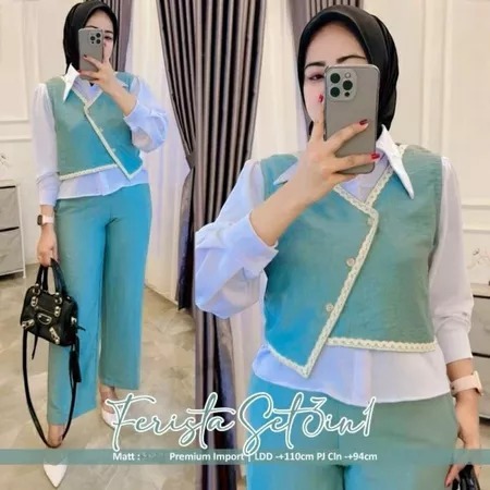 Jual FERISTA SET VEST MIX RENDA CRINKLE AIRFLOW LD 110 // SETELAN VEST ...