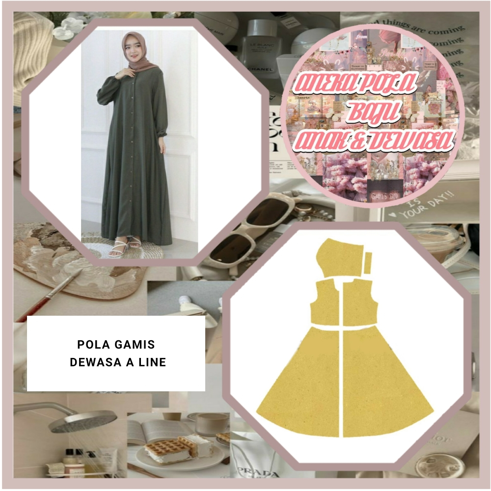 Jual Pola Gamis Dewasa A Line | Pola Instan Gamis A Line | Pola Jiplak | Pola Jahit | | Shopee ...