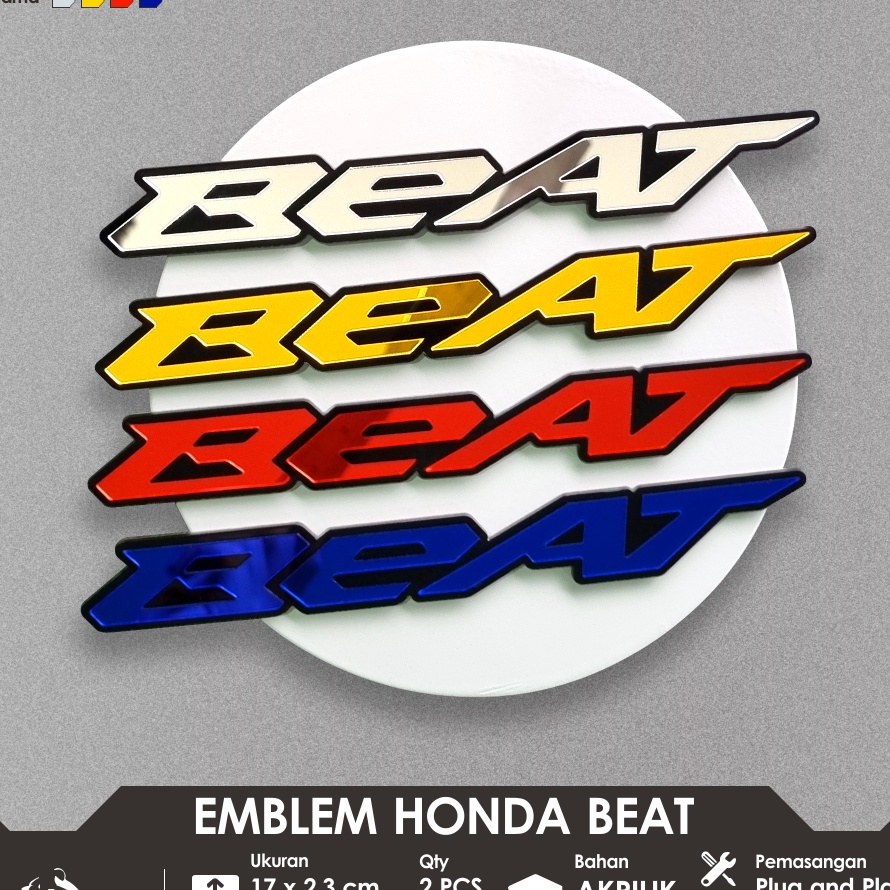 Jual GTR Emblem Beat 2 PCS Logo Timbul Mirror Anti Karat 3D Aksesoris ...
