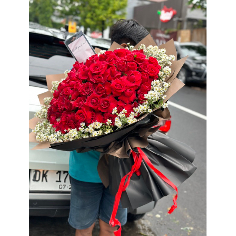 Jual Buket Bunga Full Red Rose Jumbo Real Picture/buket bunga premium ...
