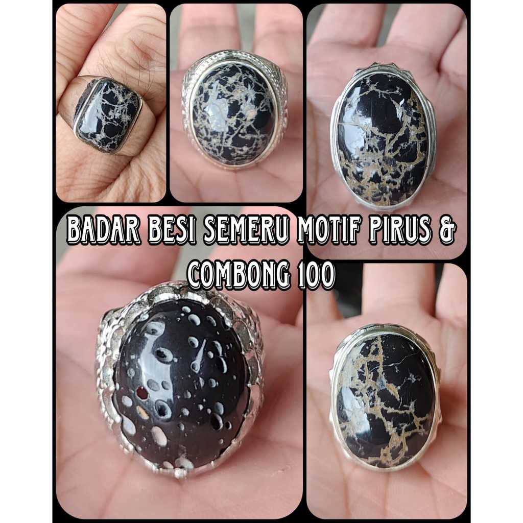 Jual Cincin Batu Badar Besi Semeru Motif Pirus Hitam & Combong Seratus ...