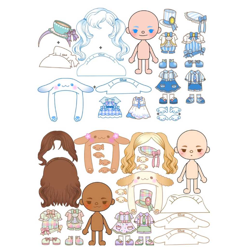 Jual Korean Paper Doll Emong Toca Boca Karakter Baju Bajuan Bongkar ...