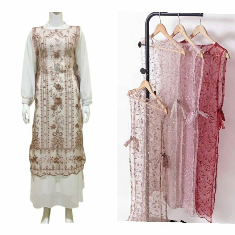 Jual Variasi Gamis Vest Tile Panjang / Luaran Gamis Panjang / Long Vest ...