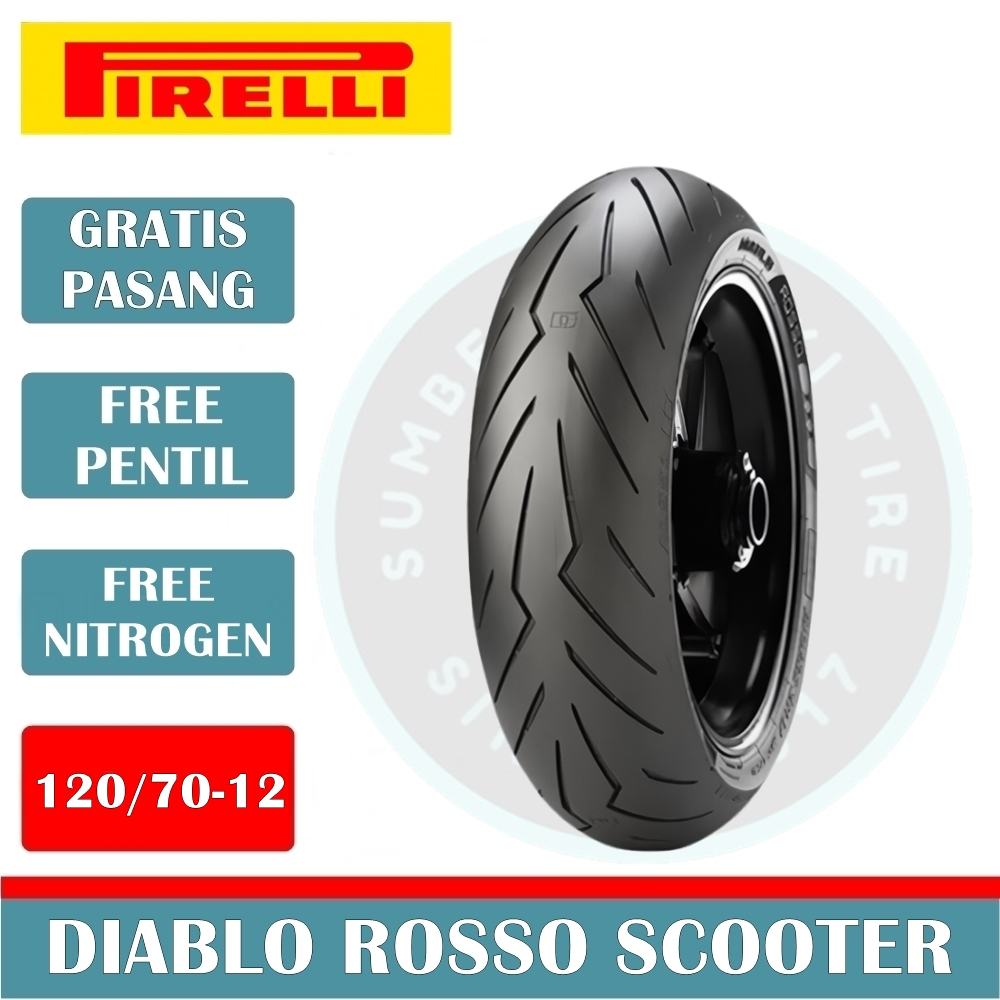 Jual Ban Motor PIRELLI DIABLO ROSSO SCOOTER 120/70-12 Tubeless Ban Belakang Motor Vespa, Scoopy ...