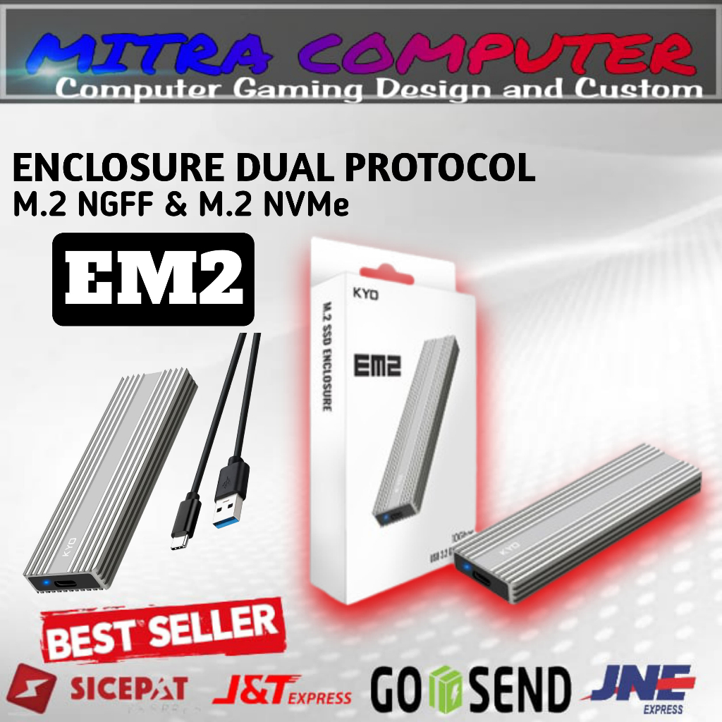 Jual KYO EM2 M2 NVMe & NGFF Enclosure 10Gbps SSD M.2 NGFF & NVME USB Type C 3.2 with USB Hub ...