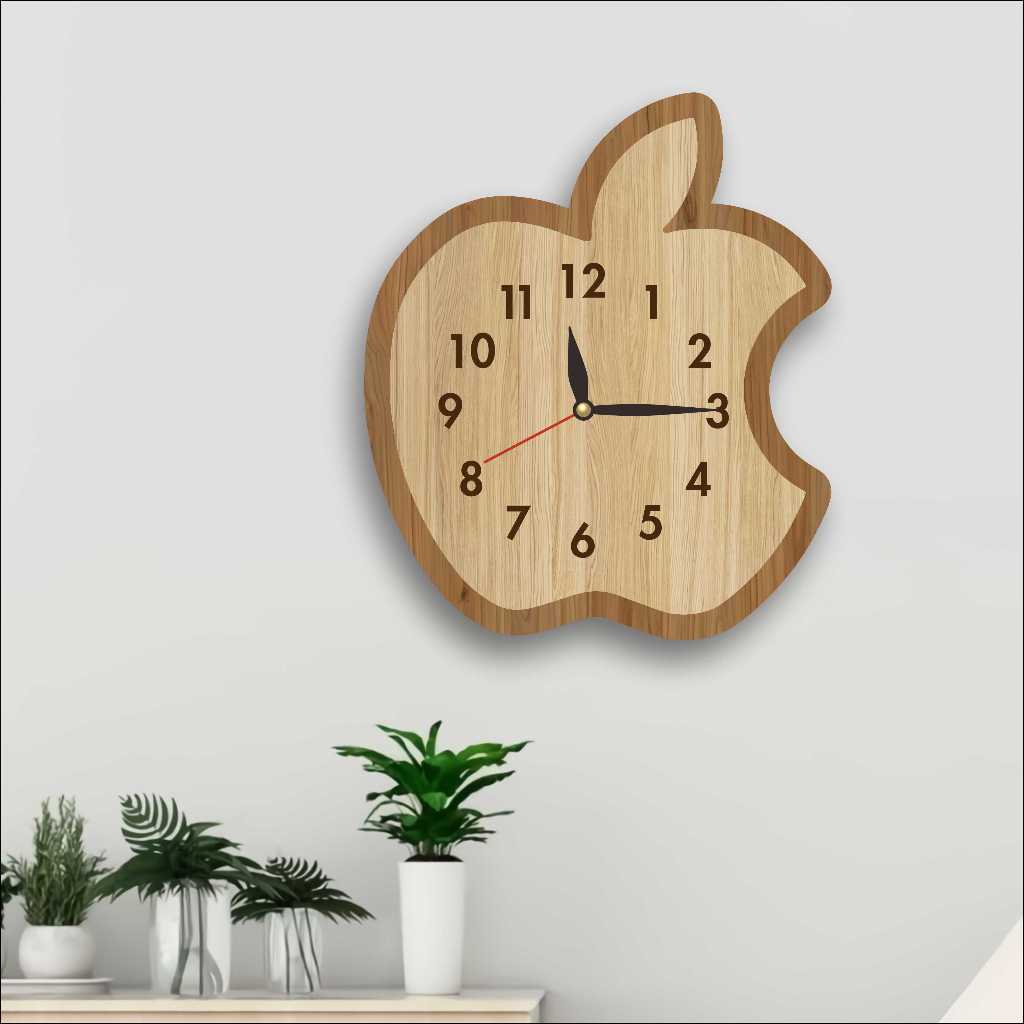 Jual Jam Dinding aesthetic Ukir MOTIF APEL Hiasan dinding Ruang tamu ...