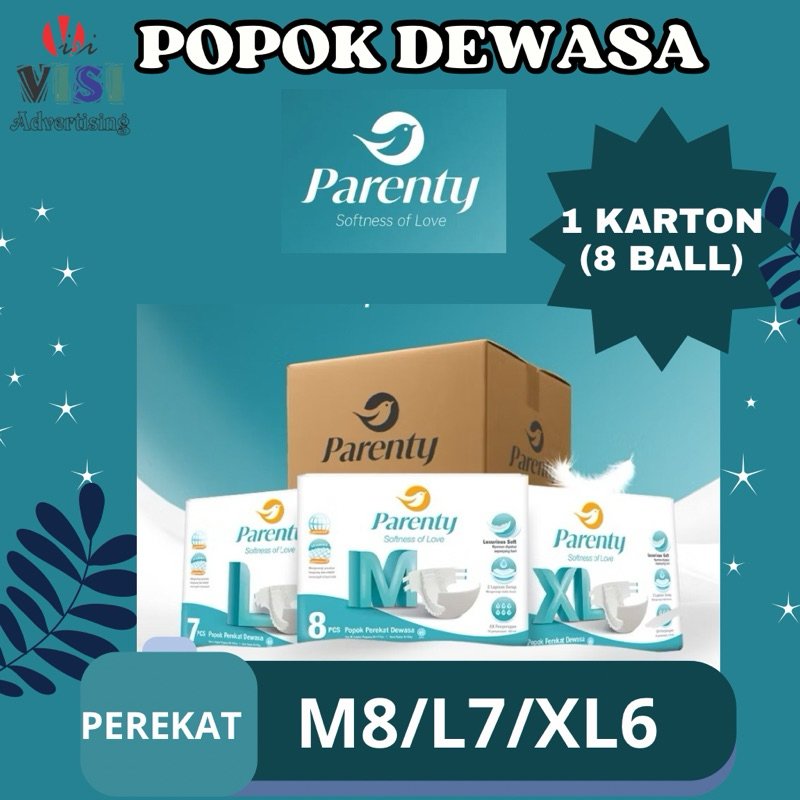 Jual (PAKET 1 KARTON) POPOK DEWASA PARENTY TIPE PEREKAT M8/L7/XL6 ...