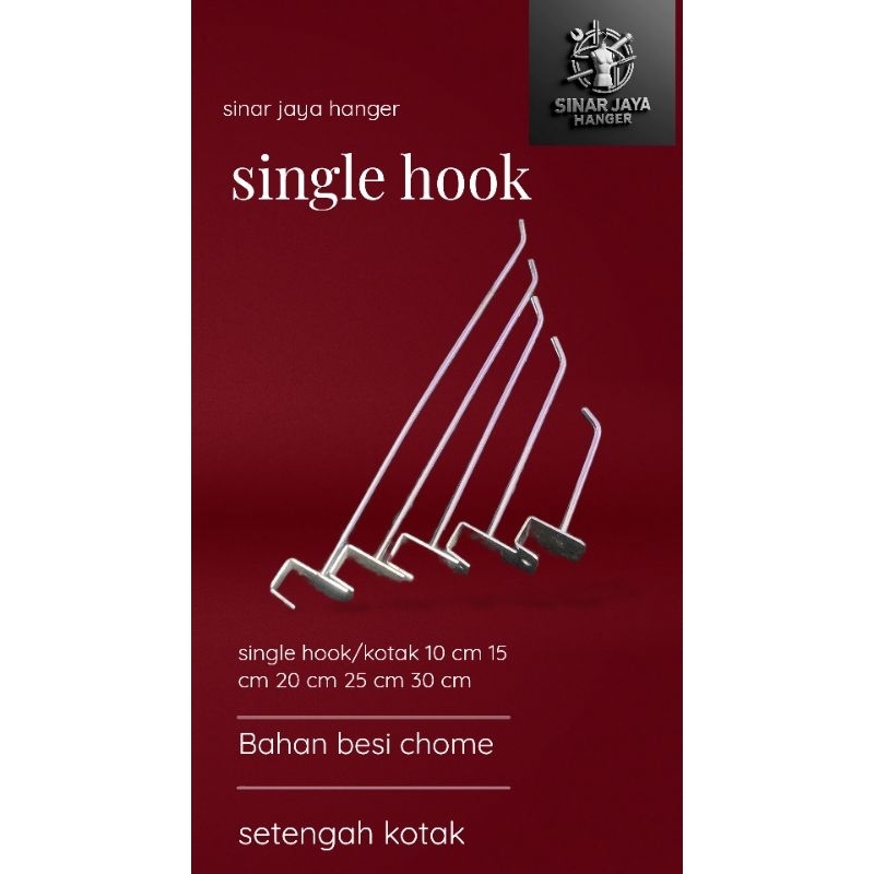 Jual Single hook panjang 25 cm/harga /lsn/kaitan aksesoris, besi hook ...