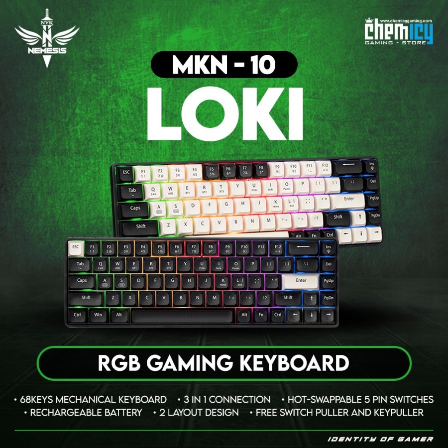 Jual NYK MKN10 / MKN-10 Loki Tri Wireless RGB Mechanical Gaming ...