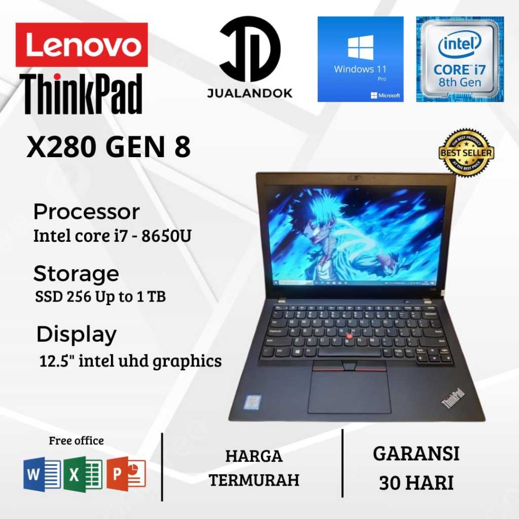 Jual Laptop Lenovo Thinkpad X280 Core i7 Gen8 - RAM 16GB - SSD 256GB ...
