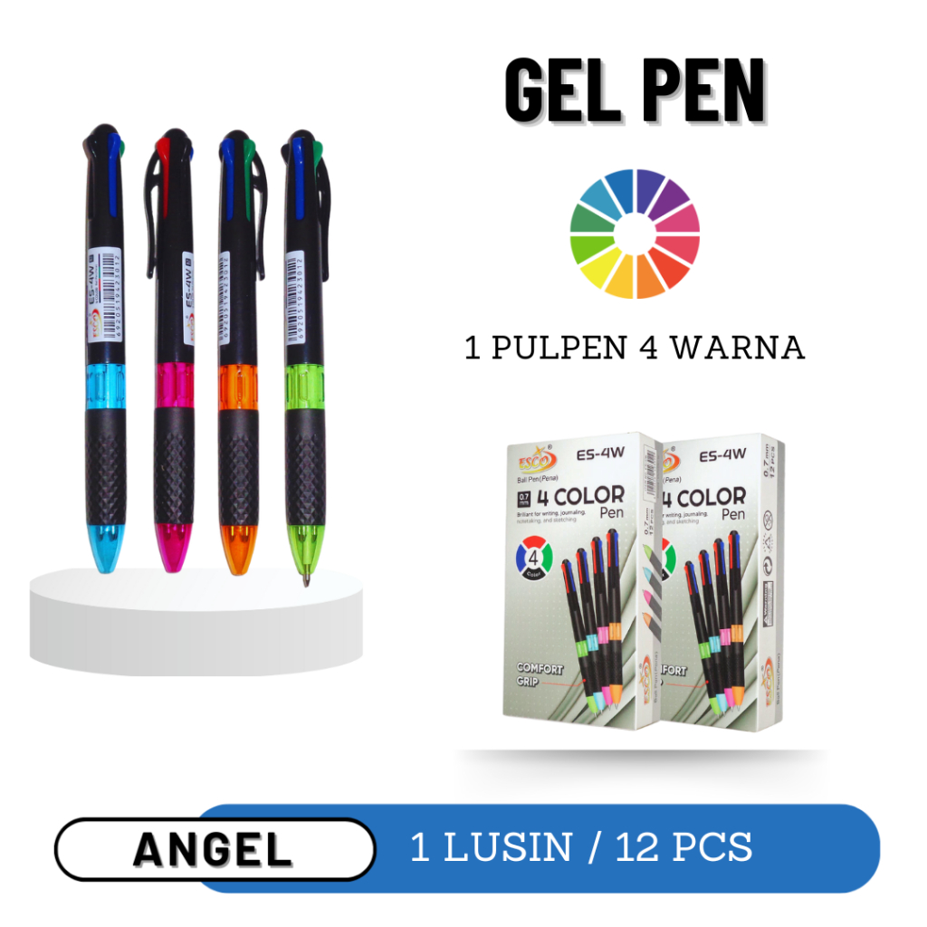 Jual (12pcs) Ball Pen Pulpen 4 Warna 0.7 mm / pulpen cetek warna-warni ...