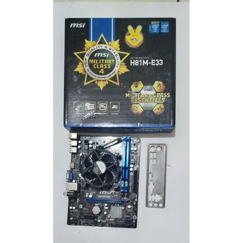 Jual Paket Motherboard MSI H81M-E33 + Processor Intel Core i5 + Ram 8Gb ...