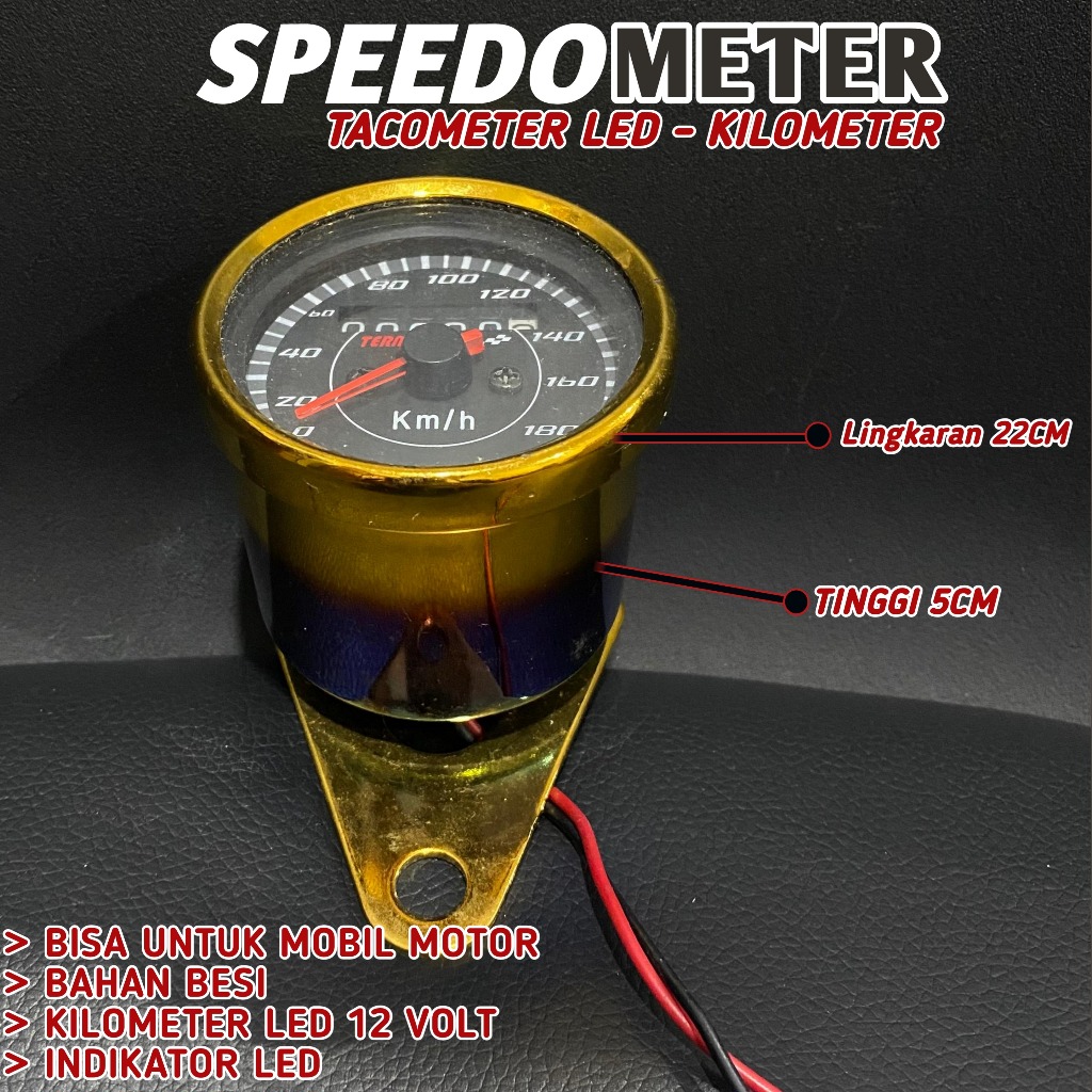 Jual Speedometer Bulat Kilometer LED/RPM Motor Universal Mobil dan ...