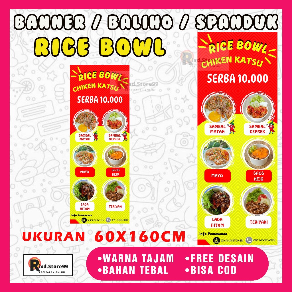 Jual SPANDUK BANNER RICE BOWL BANER NASI BENTO 10K | Shopee Indonesia