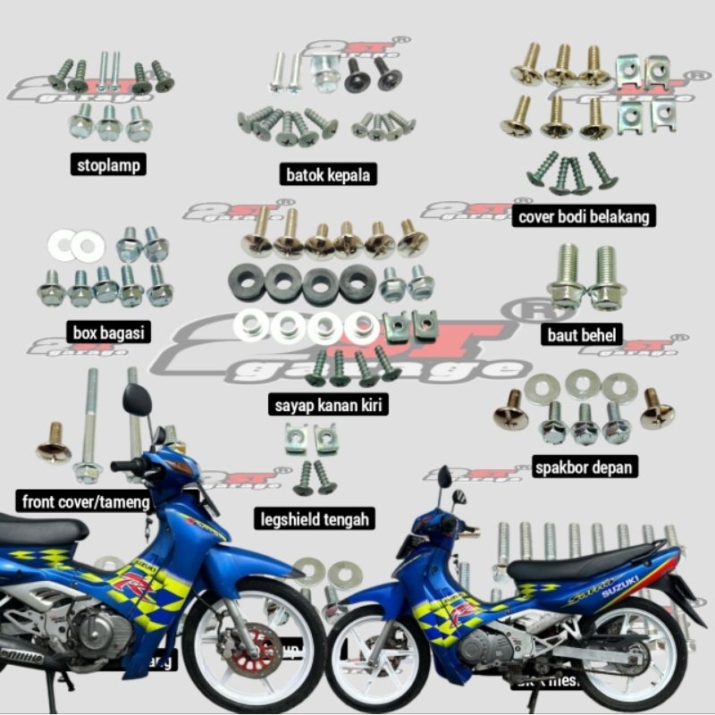 Jual Baut Bodi Lengkap Suzuki Satria RU/ Baud Fullbody Satria 120 RU 2 Tak / Baut Body Satria ...