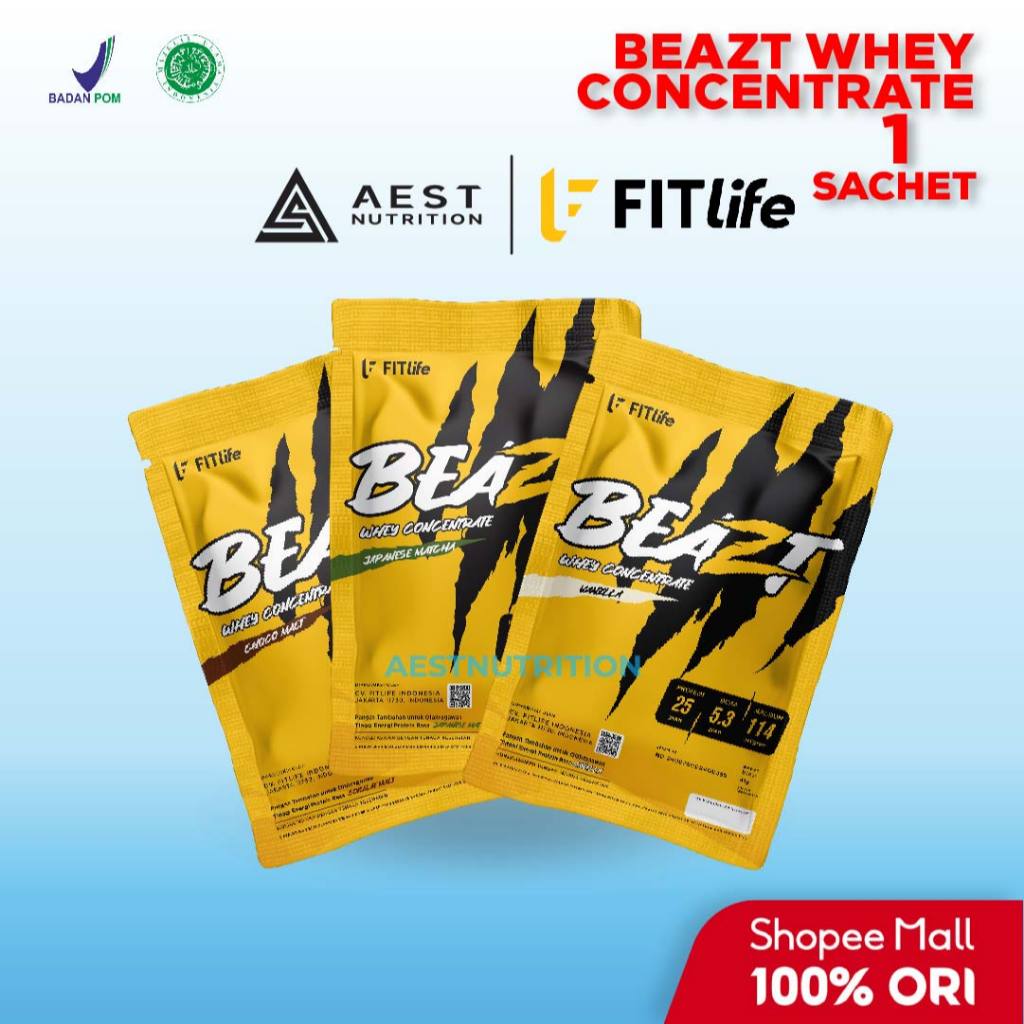 Jual Fitlife Beazt Sachet 41 gram Susu Whey Protein Concentrate | Shopee Indonesia