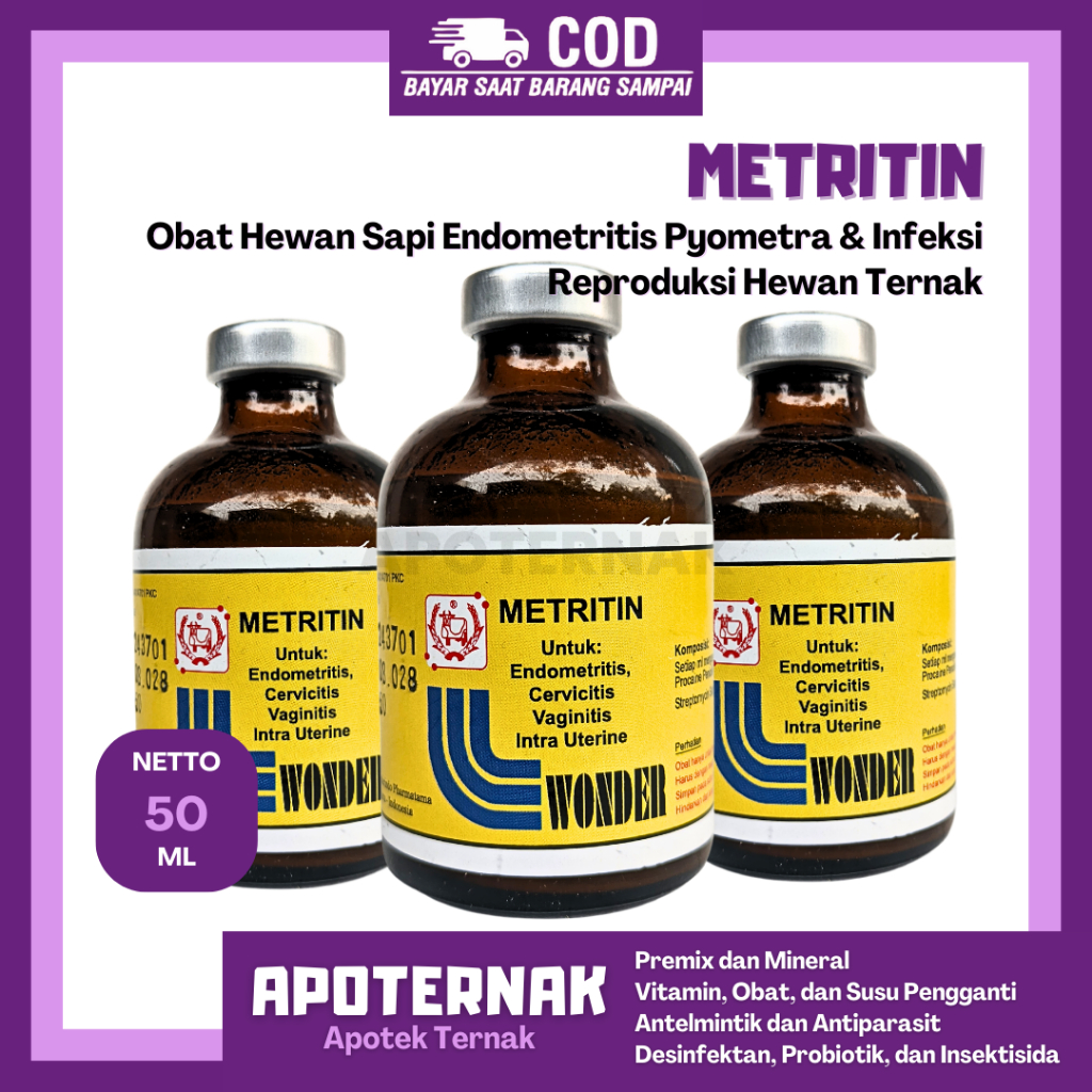 Jual METRITIN 50ML WONDER - Obat Hewan Sapi Endometritis Pyometra ...