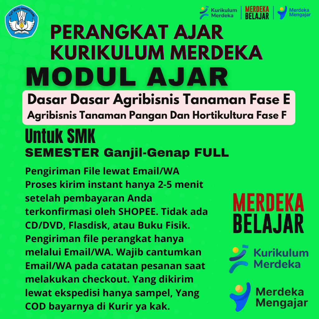 Jual Modul Ajar Agribisnis Tanaman Pangan Dan Hortikultura fase E dan F untuk SMK Kurikulum ...