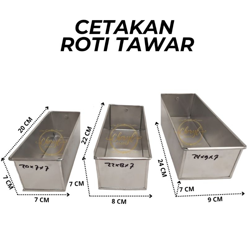 Jual (1 PCS) LOYANG ALUMINIUM ROTI TAWAR UKURAN 20 X 7 X 7 CM & 22 X 8 ...