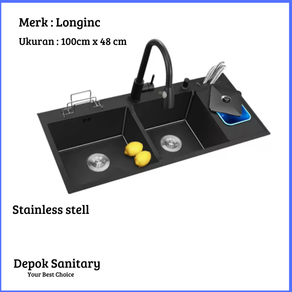 Jual Kitchen Sink Stainless Luxury Black Besar / Bak Cuci Piring Hitam ...