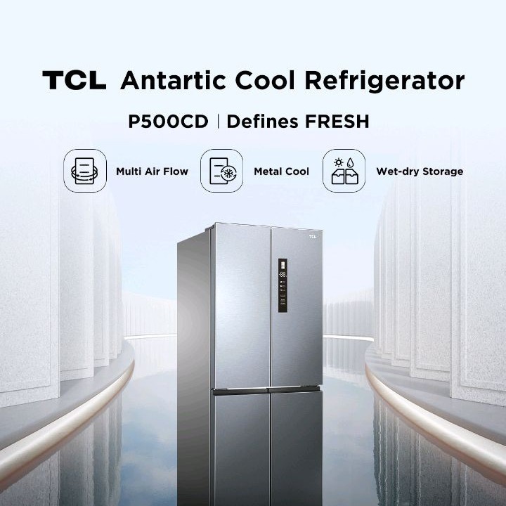 Jual KULKAS 4 PINTU TCL P500CD (TWIN ECO INVERTER 439L) LED DISPLAY ...