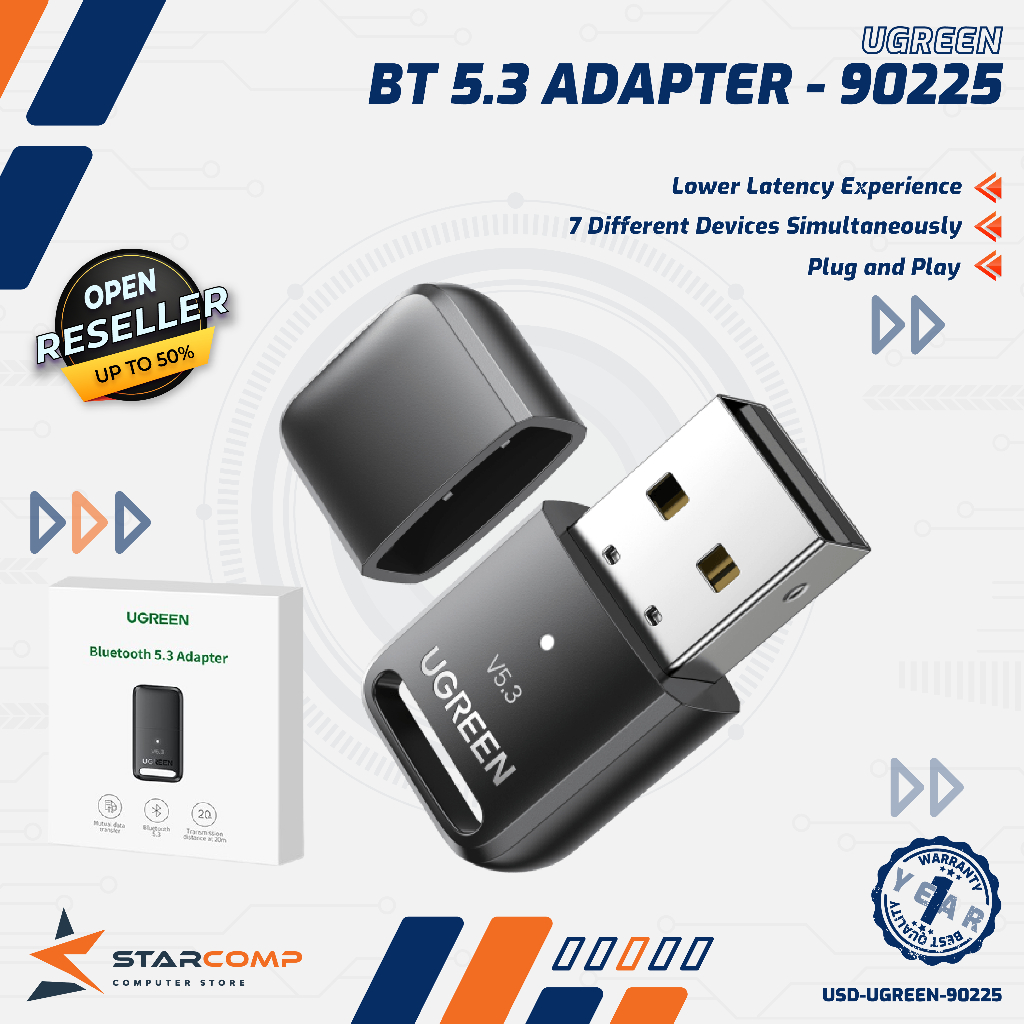 Jual UGREEN 90225 USB Bluetooth 5.3 Adapter Transmitter Receiver Dongle | Shopee Indonesia