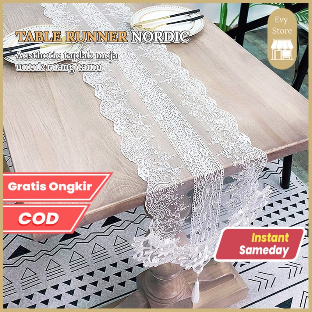 Jual Evy Store Alas Table Runner Bahan Katun Rumbai Segitiga | Taplak ...