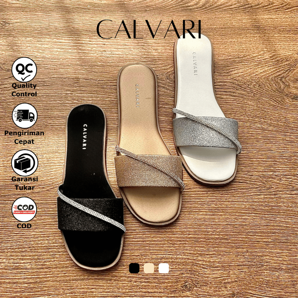 Jual CALVARI - EVE Sandal Wanita Korea Teplek Casual Kekinian Size 36 ...