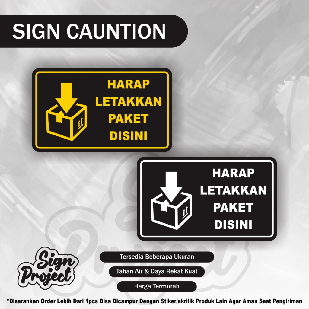 Jual SIGN STICKER - HARAP LETAKKAN PAKET DI SINI - BAWAH - EMAS/HITAM ...
