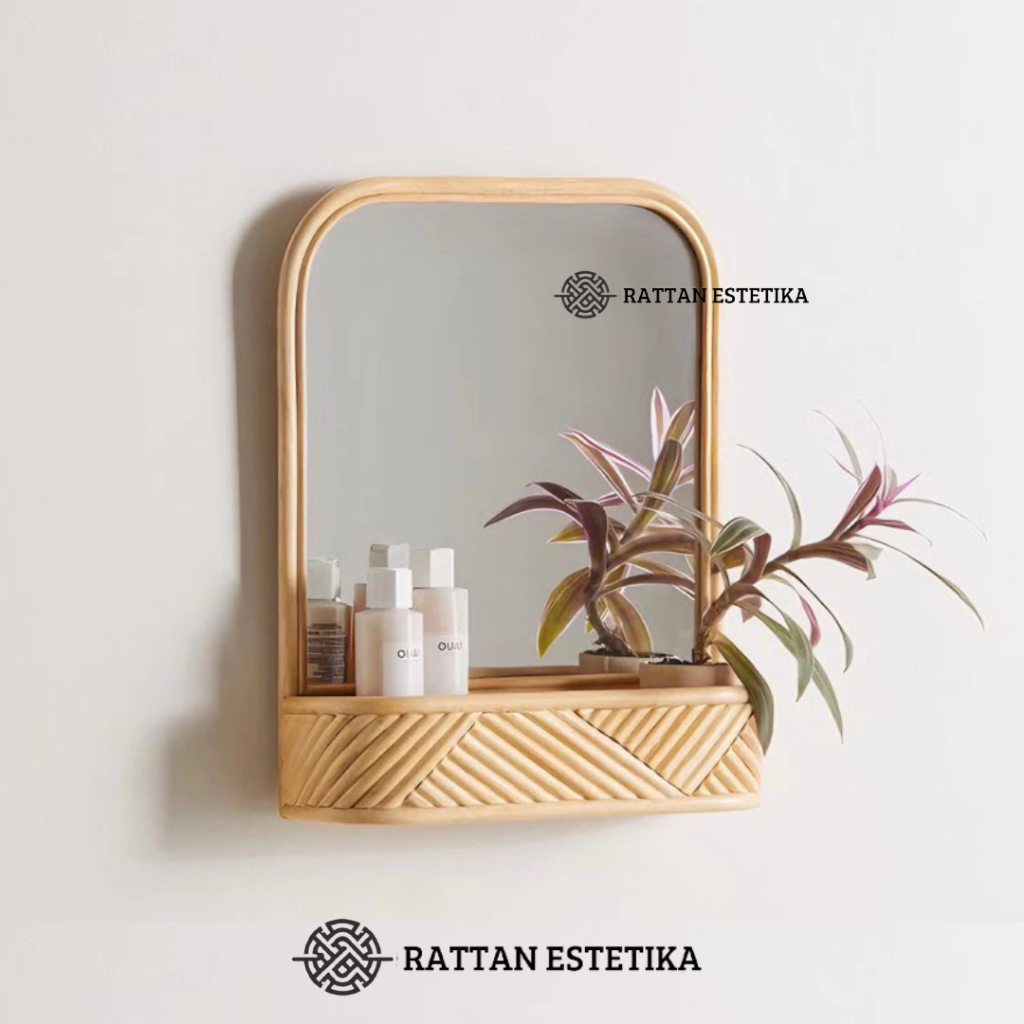 Jual TERBARU Cermin Rotan Dengan Rak Serbaguna | Cermin Rias Kamar ...