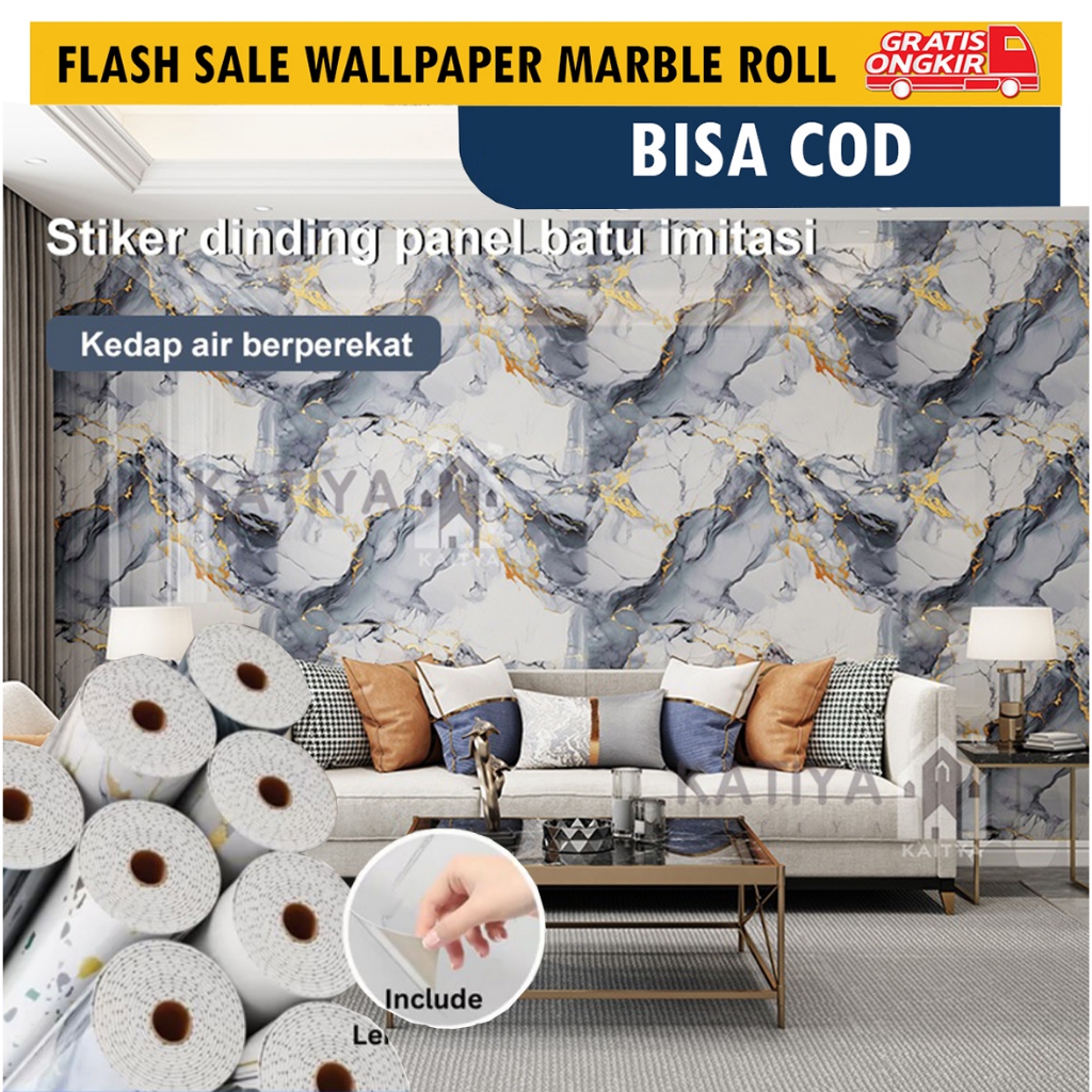Jual Wallpaper Foam PVC Marmer 1.2 m X 3 cm Marble Foam Dinding Motif ...