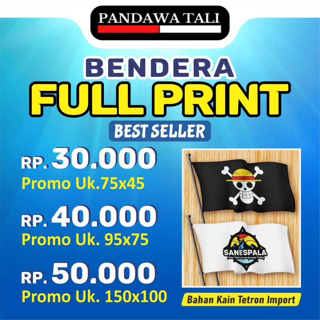Jual TERMURAH CETAK BENDERA CUSTOM FULL PRINT KAIN IMPORT / CETAK ...