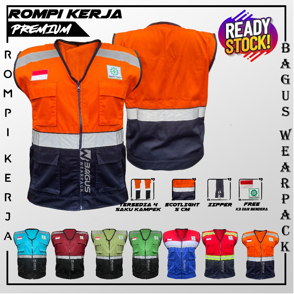 Jual ROMPI KERJA / ROMPI SAFETY K3 / PAKAIAN KERJA / BAJU PROYEK ...