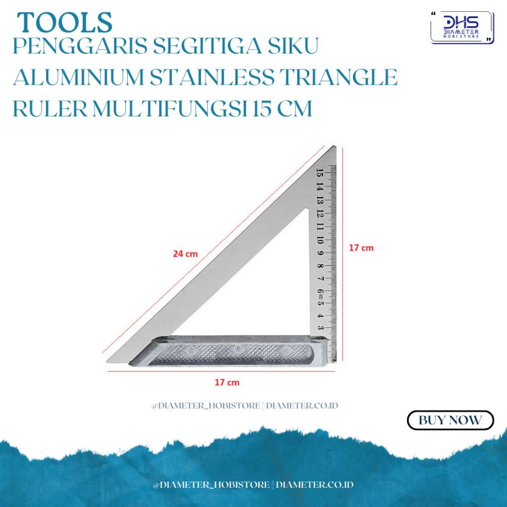 Jual Penggaris Segitiga Siku Aluminium Stainless Triangle Ruler ...