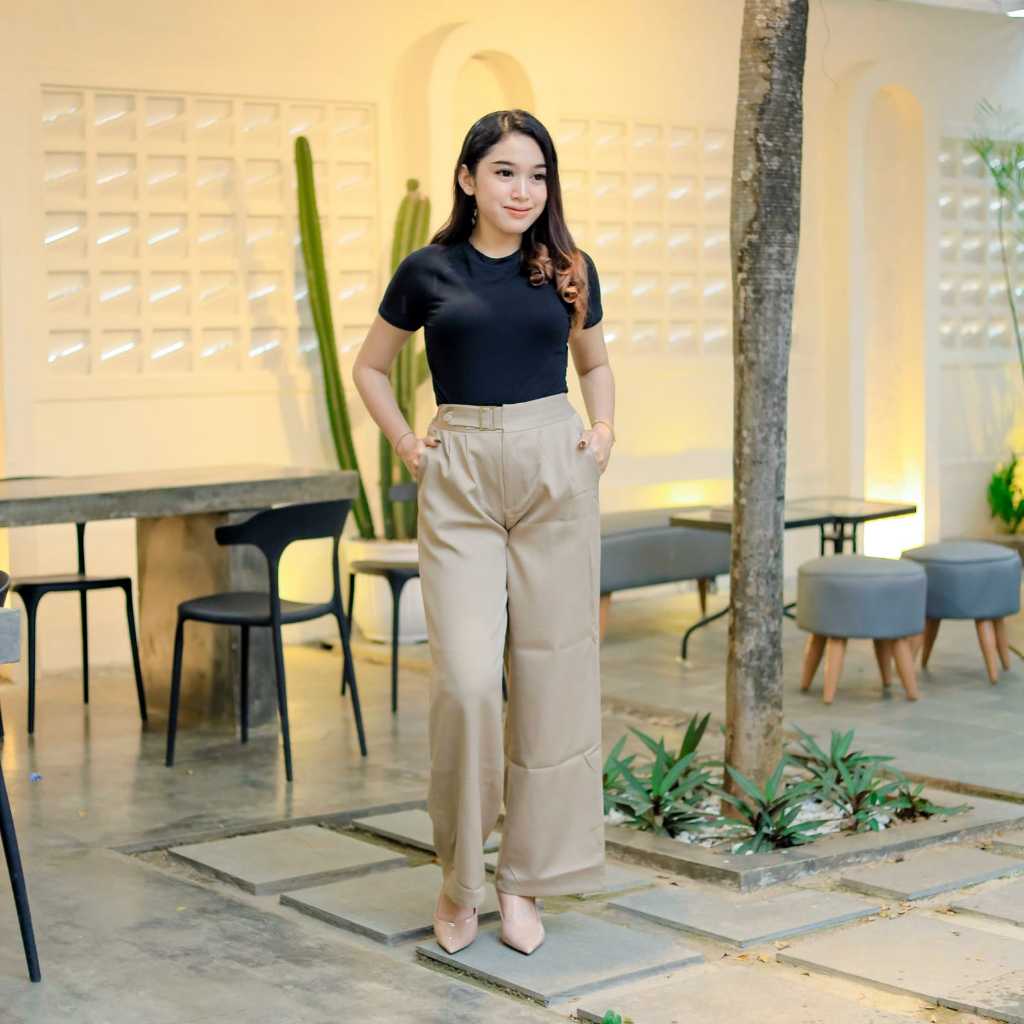 Jual Aurora PANTS - Celana Trousers Wanita Highwaist Anti Kusut kulot ...