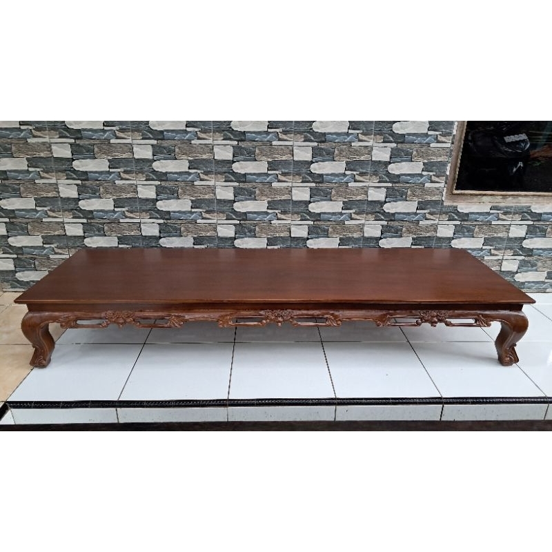 Jual meja makan lesehan kayu jati 200x65x30 cm meja bonsai meja display ...