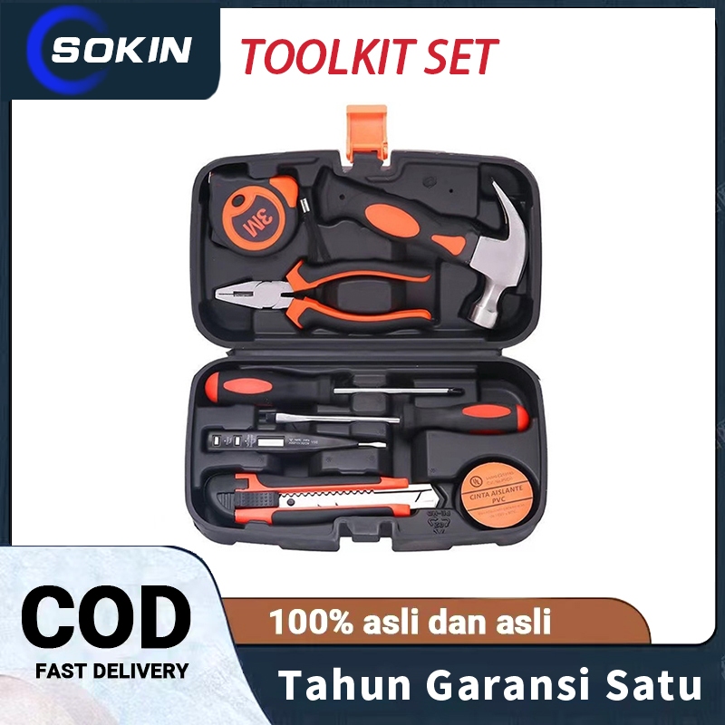 Jual sokin Hand Toolset 9PCS Tool Kit Alat Rumah Tangga Tool Kit Set Toolkit Toolbox Complete ...
