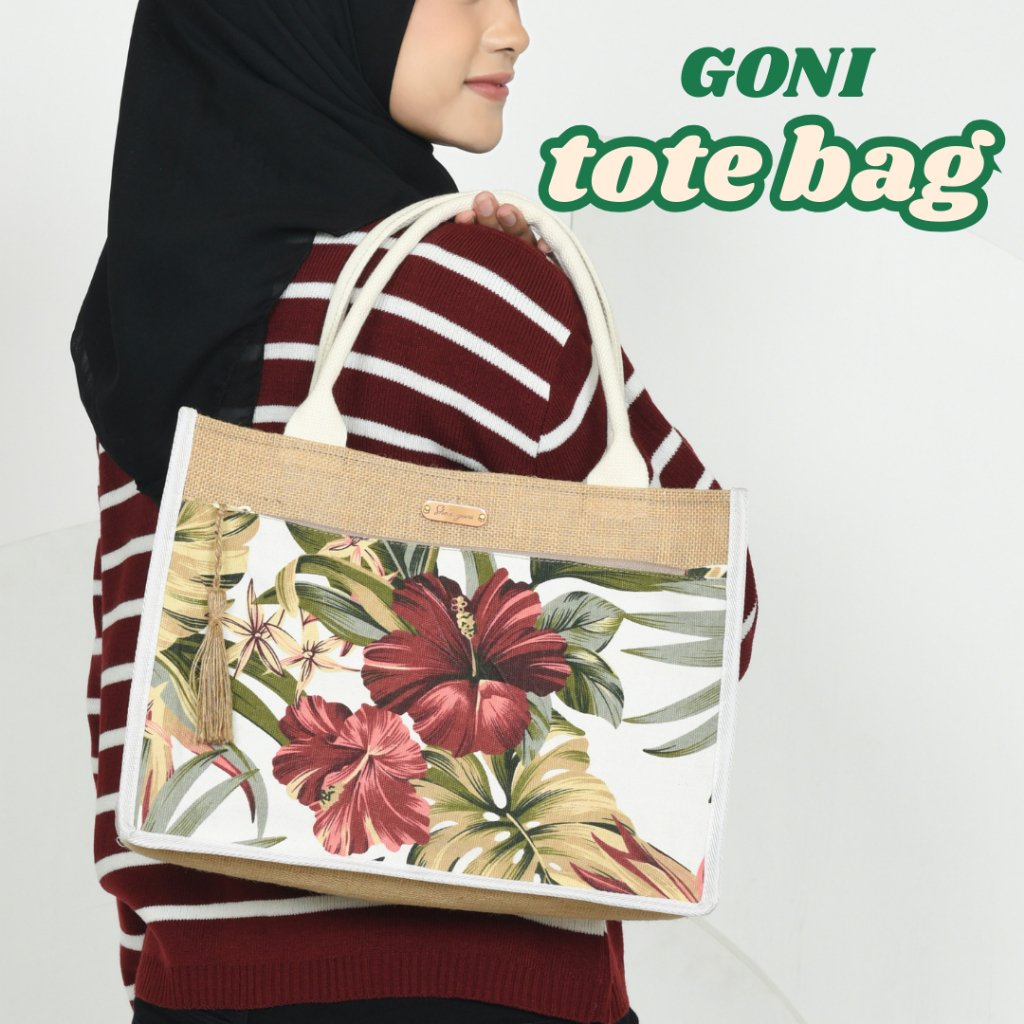 Jual Totebag Wanita Goni Modern Kombinasi Kanvas Motif Tas Wanita ...