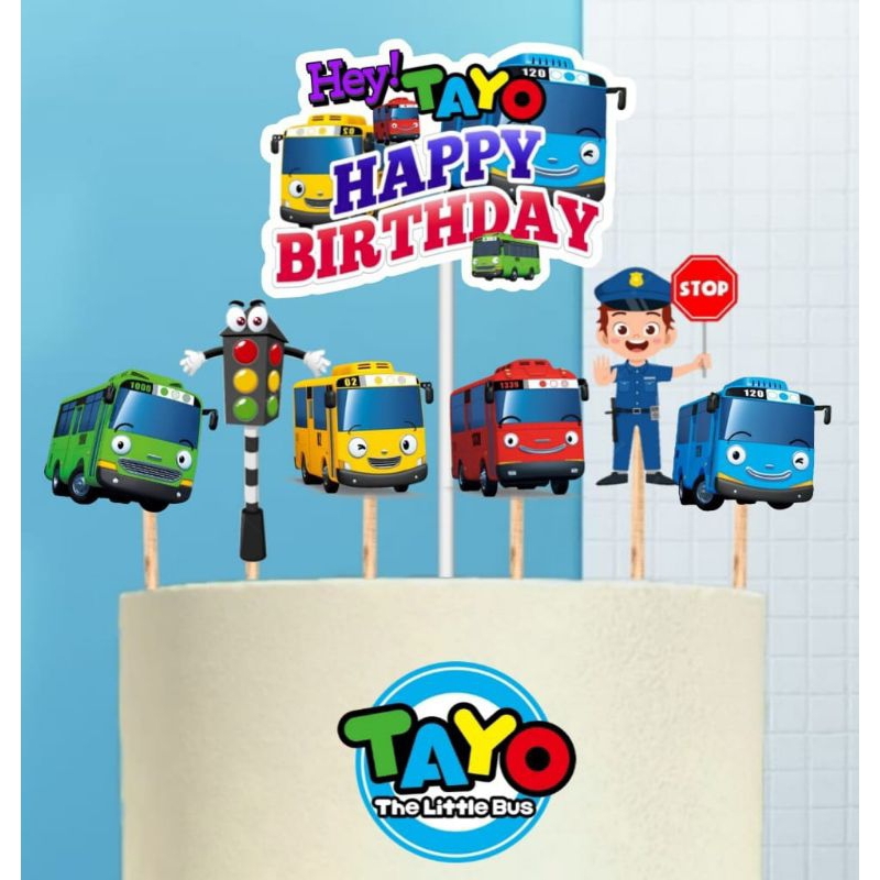 Jual topper Tayo, topper cake, hiasan kue ulang tahun topper karakter ...