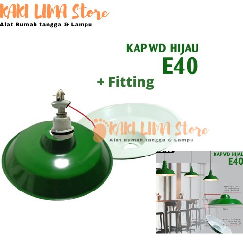 Jual Kap Lampu Gantung / Kap lampu Hijau E27 + Fitting lampu | Shopee Indonesia